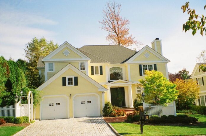 soft yellow yellow exterior house paint colors - MyFancyHouse.com